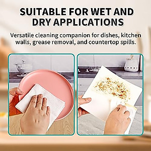 TONLEA Paper Towels 4 Rolls 200 Sheets, Washable and Reusable Paper Towels Rolls for Kitchen and Daily Use, Safe PP- Wood Pulp Cloth Material