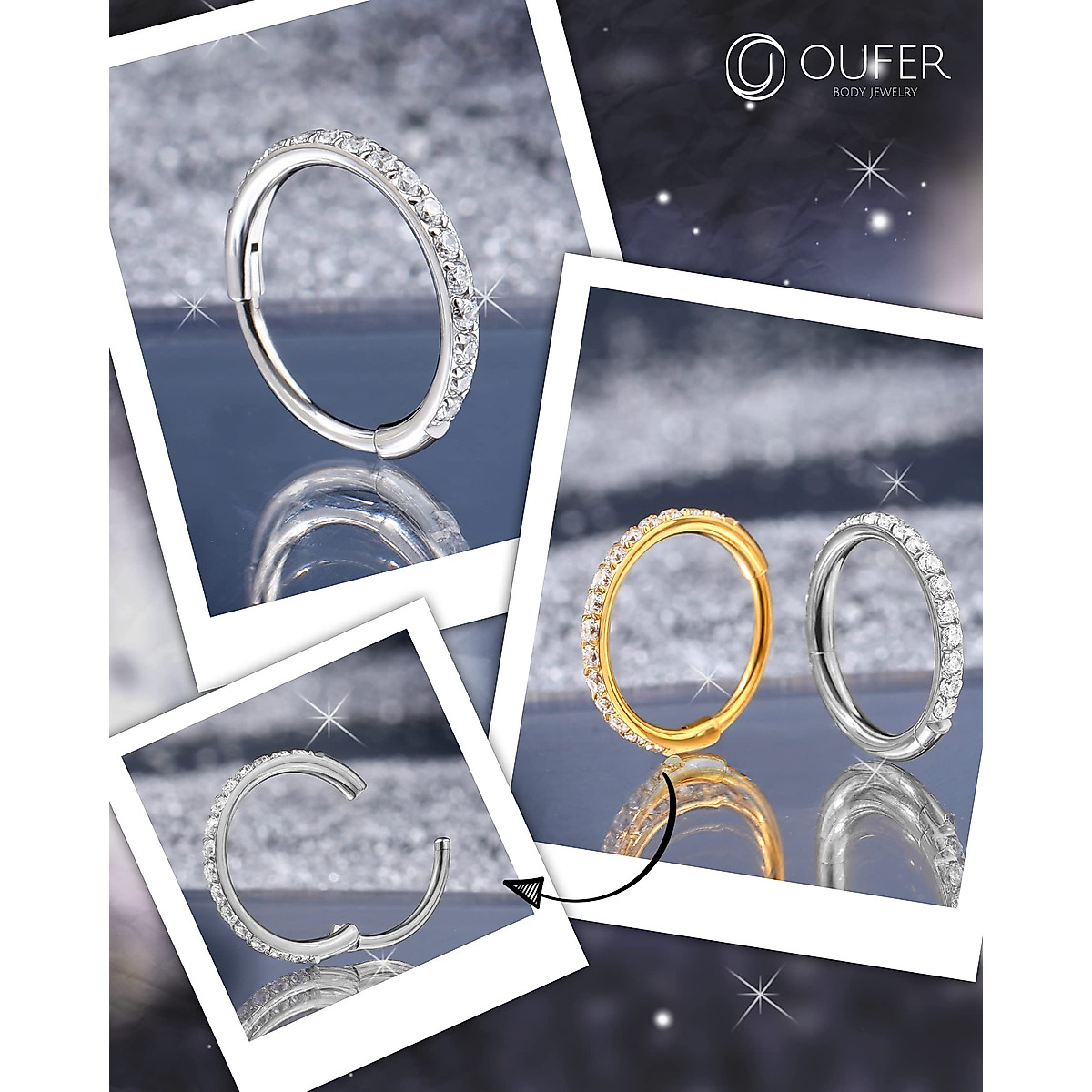 OUFER Nose Rings Hoops, 20G Hoop Nose Ring, 8mm Nosril Piercing Hoop, Stainless Steel Cartilage Tragus Helix Earrings Cartilage Earring 20g Nose Hoop for Women Men