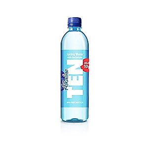 TEN Alkaline Spring Water, pH 10, High in Electrolytes, 16.9 Fl Oz (Pack of 24)