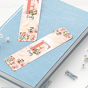 Personalized Bookmark Custom Sloth Lover Monogram Initial Bookmarks with Name Customized Metal Markers Ruler Ornament Gifts for Women Men Book Lovers Readers On Birthday Christmas