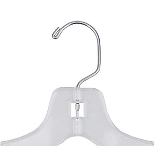 NAHANCO 414 Clear Plastic Junior Dress Hangers, Swivel Metal Hook and Notches for Straps, Super Heavy Weight, 14" - (Pack of 100)