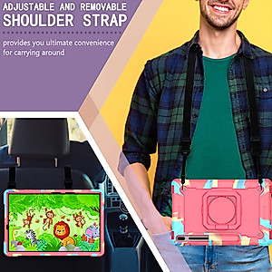 Galaxy Tab S8 Plus Case/Galaxy Tab S7 FE 5G Case Kids/Tab S7 Plus Case 12.4" SM-T738, Dteck Shockproof Case with 360°Swivel Kickstand Case for Samsung Galaxy Tab S8+/Tab S7 FE/Tab S7+, Rainbow & Rose