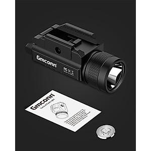 Gmconn 1250 Lumen Tactical Flashlight Pistol Light Rail Mounted LED Gun Light Strobe Weaponlight for Glock Pistol and Picatinny MIL-STD-1913