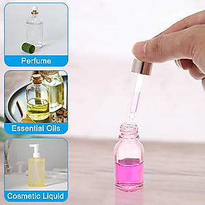 PATIKIL 3ml Glass Dropper Bottle, 12Pcs Leakproof Essential Oils Sample Liquid Perfume Container with Eye Dropper Label Funnel for Storage Home Travel, Pink