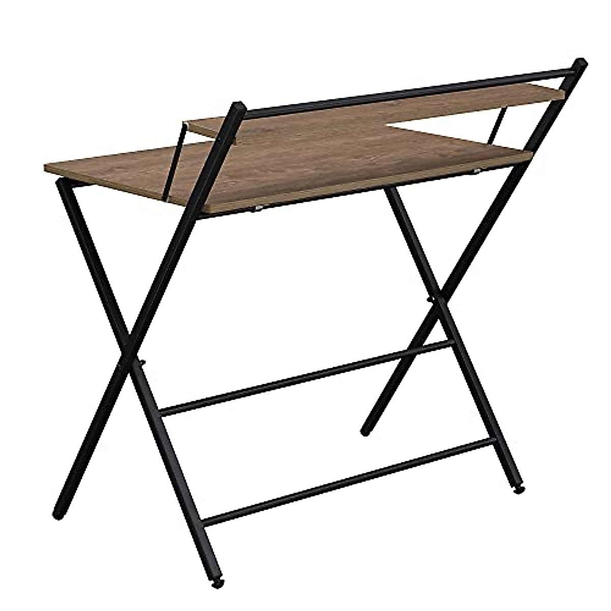 ReadyNow 33" Foldable Computer, Space-Saving Compact Writing Desk, Folding Tray Mobile Workstation with Adjustable Levels Pads, Brown
