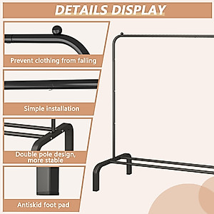 JIUYOTREE Metal Clothing Rack, 43.3 Inches Clothes Garment Coat Rack with Bottom Shelf, Clothing Rack for Hanging Clothes, Coats, Skirts, Shirts, Sweaters, Black