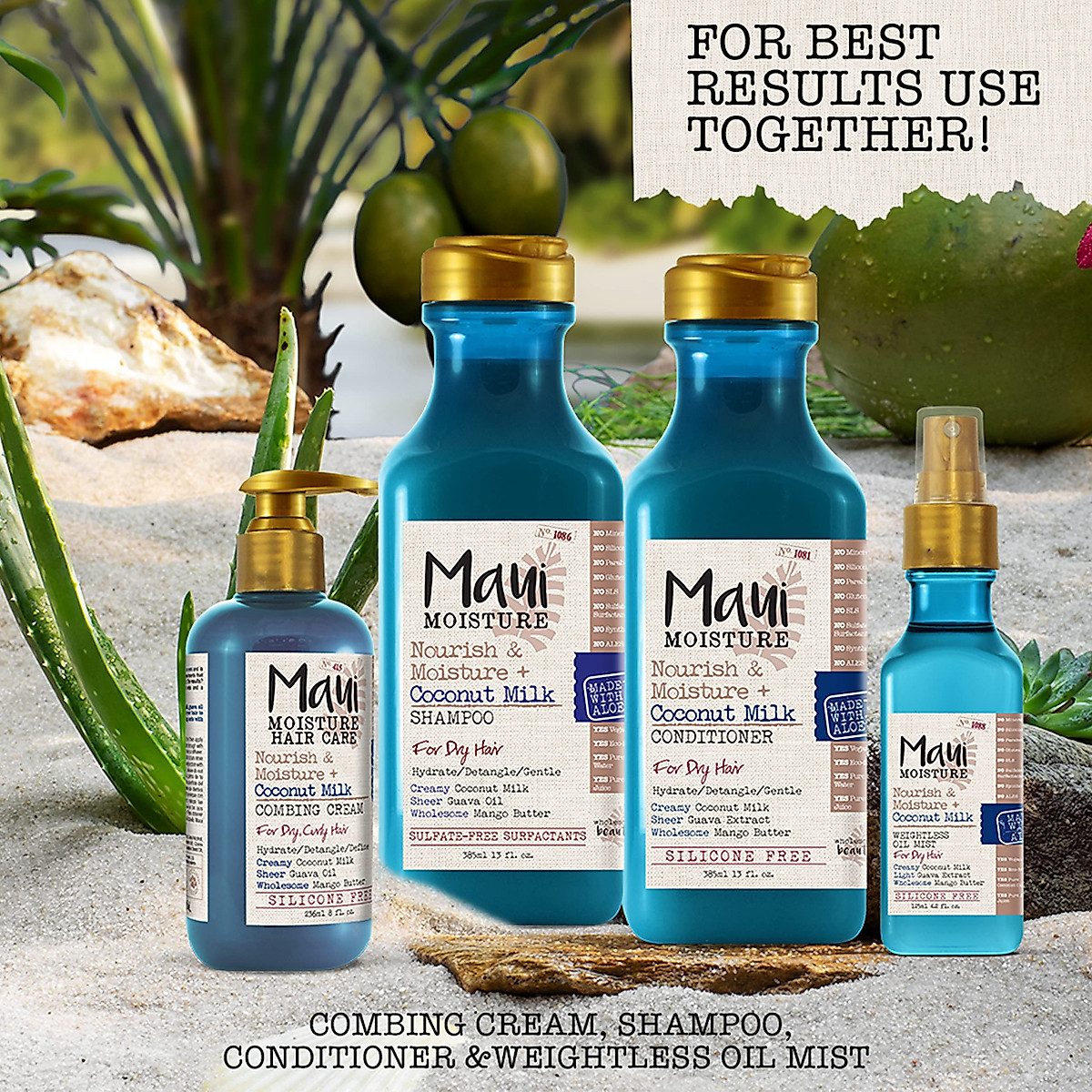 Maui Moisture Nourish & Moisture + Coconut Milk Conditioner to Hydrate and Detangle Curly Hair, Lightweight Daily Moisturizing Conditioner, Vegan, Silicone & Paraben-Free, 13 fl oz