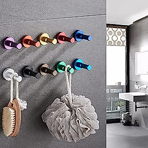 MroMax 2.16 Inch Wall Mount Robe Hooks, Aluminum Alloy Coat Hook Towel Wall Hanger Clothes Coat Hook Holder for Bathroom Bedroom Kitchen Red 2Pcs