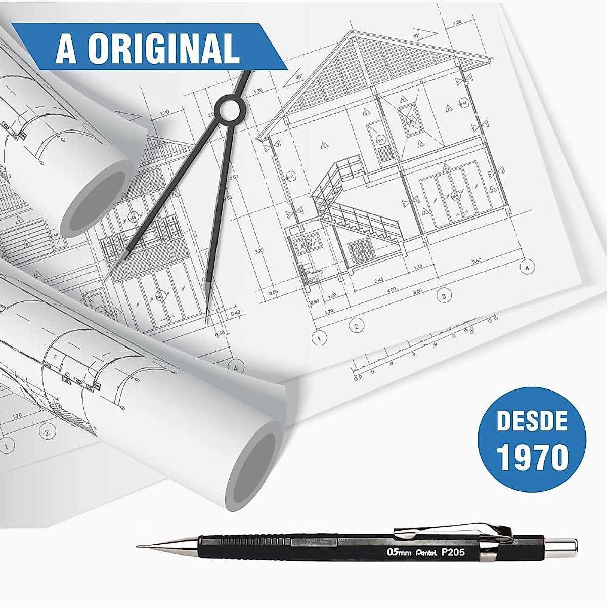 Pentel Sharp Mechanical Pencil, 0.5mm, Black Barrel, 1 PENCIL (P205A)