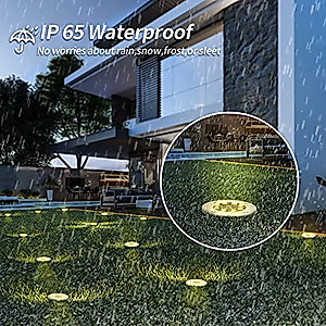 pozzolanas Solar Ground Lights 16 Packs - 8 LED Solar Garden Lights Outdoor Waterproof in-Ground Lights, Solar Disk Lights Outdoor Landscape Lights for Lawn Pathway Yard Driveway (Warm White)