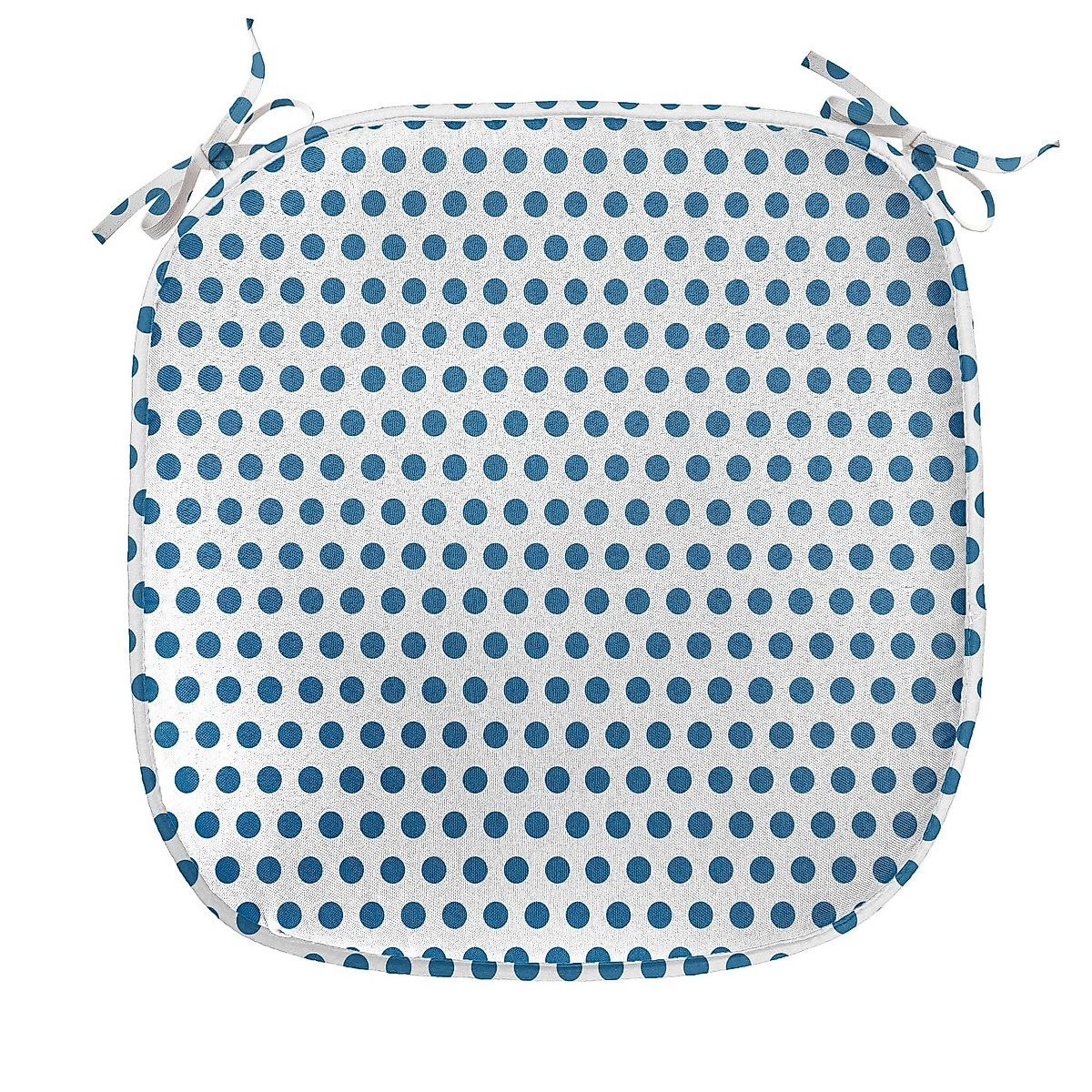 Lunarable Vintage Chair Seating Cushion Set of 2, Retro Polka Dots Navy Blue Circles Pop Art 50s 60s Picnic Inspired Image, Anti-Slip Seat Padding for Kitchen & Patio, 16"x16", Dark Blue and White