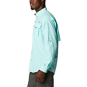 Columbia Men's PFG Bahama II Long Sleeve Shirt, Breathable, UV Protection, Gulf Stream/Realtree Edge, X-Large