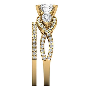 Clara Pucci 2ct Round Cut Solitaire 3 stone Moissanite Diamond Engagement Promise Anniversary Bridal Ring 14k Yellow Gold 7.5