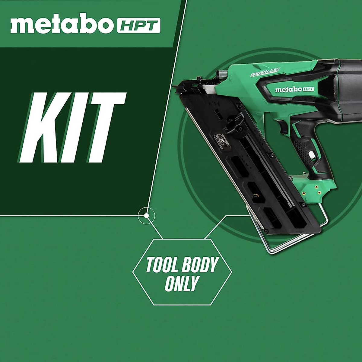 Metabo HPT 18V Cordless Framing Nailer | Tool Only - No Battery | Brushless Motor | 2" Up to 3-1/2" Clipped & Offset Round Paper Strip Nails | 30° Magazine | Lifetime Tool Warranty | NR1890DCSQ7