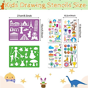 Drawing Stencils for Kids 30 Pieces Kids Stencils for Drawing with 500+ Patterns, Great Art Stencils Gift for Boys Girls Birthday Christmas