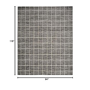 Nourison Serenity Home Contemporary Grey Ivory 7'10" x 9'10" Area -rug, Easy -cleaning, Non Shedding, Bed Room, Living Room, Dining Room, Backyard, Deck, Patio (8x10)