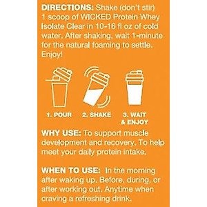 WICKED Protein Powder, Clear Whey Isolate, 23g Protein, 95 Calories, Refreshing Juice, Clean Label Project Certified, Gluten Free, Post Workout Recovery, Protein for Women and Men (Tropical Punch)