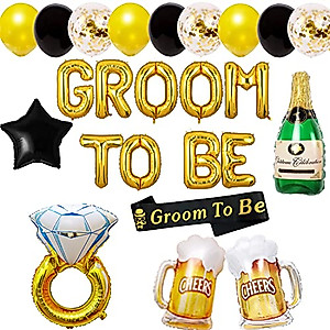 Bachelor Party Decorations for Men, Groom To Be Decorations, Groom To Be Sash Balloons, Stag Night Engagement Wedding Bridal Shower Future Groom Future Mr Pre-Wedding Party Decorations Supplies Favors