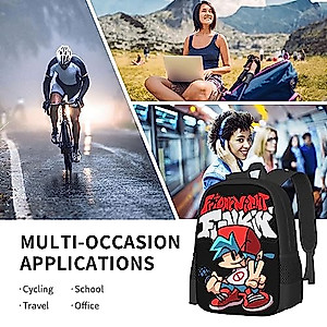 DHOUTSL Backpacks Friday Night Anime Funkin Laptop Backpack Unisex Multipurpose Double Shoulder Bag for Camping Travle Work Hiking Gifts