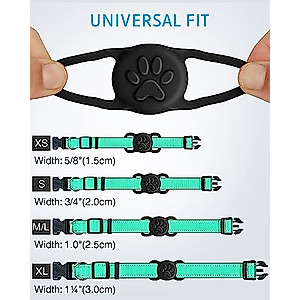 Joytale 2 Pack Airtag Dog Collar Holder, Elastic Silicone Air Tag Holder for Dogs and Cats, Light and Durable Apple Airtag Holder with Slide-On Loop(Black/Mint)
