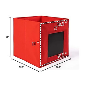 PINKBlUE Set of 4 Foldable Fabric Basket Bins, Collapsible Storage Organizer Cube 10.5 x 10.5 x 11 inch for Nursery, Playroom, Kids, Living Room