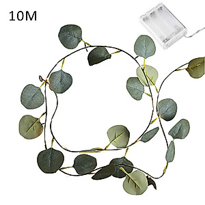 BWWNBY Artificial Leaf Foliage Rattan String Lights Vine Fairy Lights 6.5ft 20 LED Copper Wire Battery Powered Decor for Home Kitchen Garden Office Wedding Wall