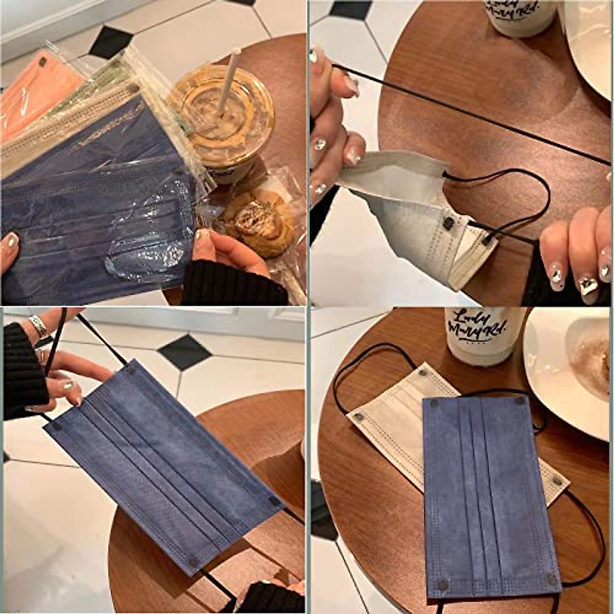 Disposable Face Mask Individually Wrapped,3 Ply Print Masks(5 style,Choose The Size You Need,Adult or Kids/50Pcs or 30 Pcs) (Morandi)