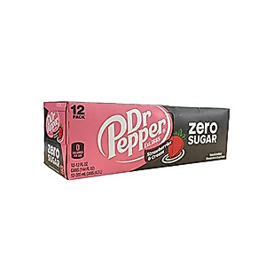 Dr Pepper Strawberry and Cream - Munchie Box Stash (Zero Sugar, Pack of ( 12 ) 12 Oz Cans)