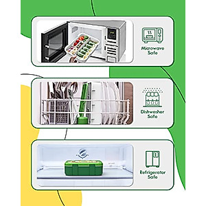 Lehoo Castle Bento Lunch Box for Kids, 1250mL Lunch Box for Boys with 5 Compartments, Kids Lunch Container with Utensil - Included Spoon, Fork, Sauce Jar, Microwave and Dishwasher Safe