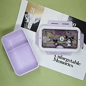 Holymid Kawaii Kumi Lunch Box, 1100 ML, Stackable Bento Container, 2 Compartments, Leakproof, BPA Free, Includes Utensils, Work Lunch Box