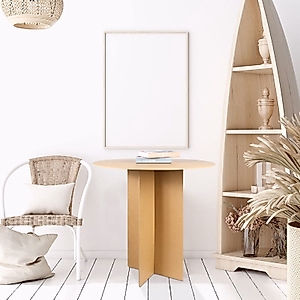 Sintuff Round Wood Display Table 30 Wooden Nightstand Coffee End Table Circle Corner Table for Living Room Small Space Bedside Easy Assembly Modern Home Decor, 2 Part Interlocking Finger Groove Base