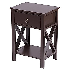 MJWDP Three Colors 40x30x55cm Side Intersection Style Bedside Table Coffee Table Nightstand with Two-Layer Drawer (Color : D)