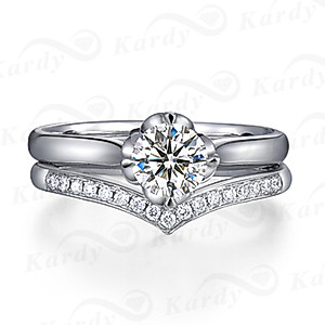 Amazing Fashion GIA Certificate Natural Diamond Gemstone 14K Solid White Gold Wedding Engagement Promise Matching Couple Ring Set(0.505cttw, G-H Color, VS-SI1 Clarity)