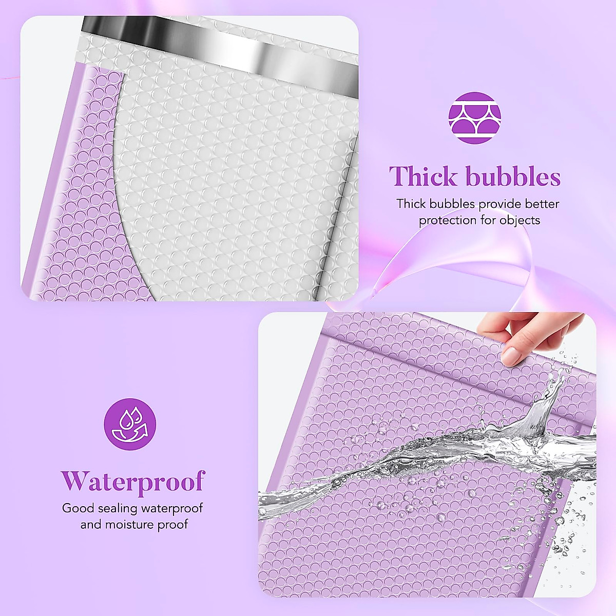 Fuxury Large Bubble Mailers 10.5x16" 40 Pack Self Seal Padded Envelopes Waterproof Mailing Envelopes Bubble Padded Cushioning Padded Mailers for Packaging, Small Business #5 Lavender
