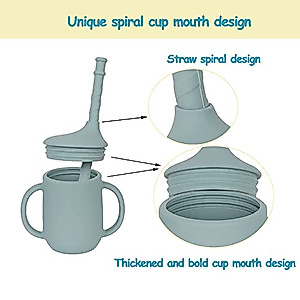 Silicone Sippy Cup with Straw, 8 Oz, 6 Months +, Easy to Clean Toddler Straw Cup for Baby, Trainer Cup for Infant, BPA-Free, Safe Use for Freezer, Dishwasher and Microwave