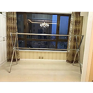 iEllevie Foldable Double Rods Stainless Steel Expandable Clothes Drying Rack 55 to 95 Inch