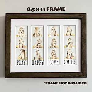 SMILE&WAVE Photo Frame Mats For 2x6 Photo Booth Strips - 8.5x11 Matboard Fits 4 Photobooth Pictures - DIY Cut to Fit 8x10, 5x7 Photo Picture Frame (White (Set of 2))