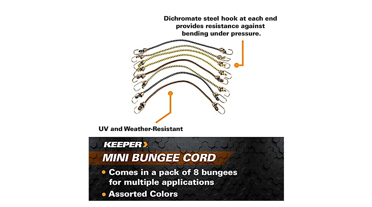 Keeper 10" Mini Bungee Cords - 8 Pack for All Uses