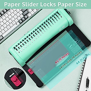 OFFNOVA Binding Machine, 21-Hole 450 Sheets Paper Comb Punch Binder Machine for Letter Size / A4 / A5, Easy to Punch Handle, Adjustable Margin