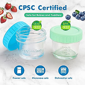 WILLDAN 24-Pack Glass Baby Food Storage Containers - 4 oz Baby Food Storage Jars with Lids, Baby Food Maker, Microwave, Dishwasher & Freezer Safe