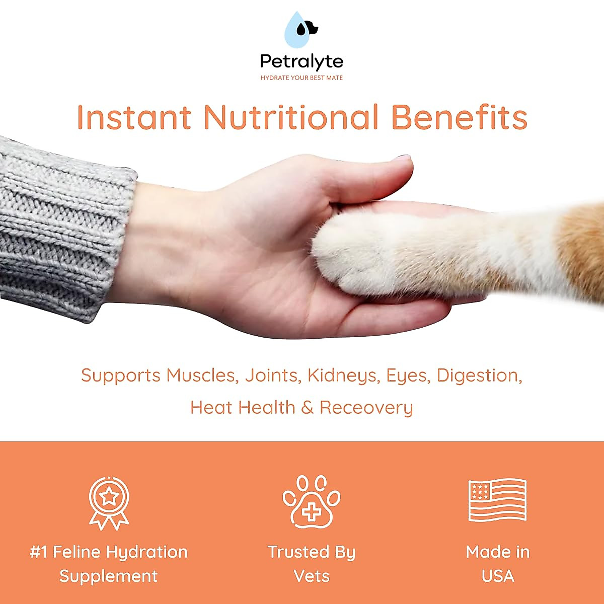 Petralyte Cat Hydration Electrolyte and Cat Joint Supplement | Glucosamine, Chondroitin & MSM for Immunity and Mobility with L-Glutamine, Taurine, Lysine & Prebiotics | for Tuna Lovers | 16 Packets