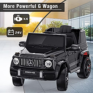 ANPABO 24V 4WD Licensed Mercedes-Benz G63 Ride on Car w/Parent Remote Control, 4WD/2WD Switchable, Real-Time Battery Level, LED Headlight & Music Player, Ideal Electric Car for Kids, Black