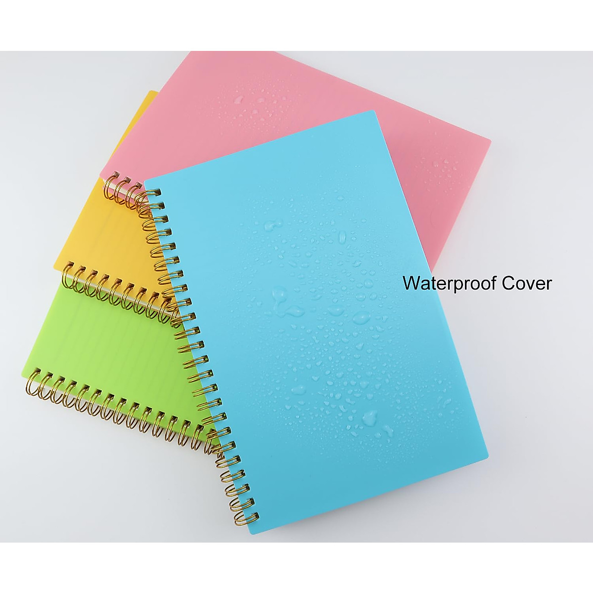 Aacehlh Spiral Notebook Journal,5.5" x 8.5" Plastic Hardcover College Ruled Notebook with 4 Colors,80 Sheets / 160 Pages Per Journal for Work,Study and Notes (light green,light blue,yellow,pink).