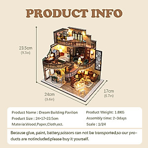 Fsolis Mini House Kit, DIY Miniature Dollhouse Kit 3D Wooden Puzzle Model Building Project Tiny Modern House 2 Stories Hobbies for Men Women Teens Adult