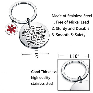 FUSTMW Emergency Gift Emergency Keychain Emergency Medical Jewelry Emergency Graduation Gifts You are Braver Stronger Smarter Than You Think Paramedic Inspiration Gifts (silver)