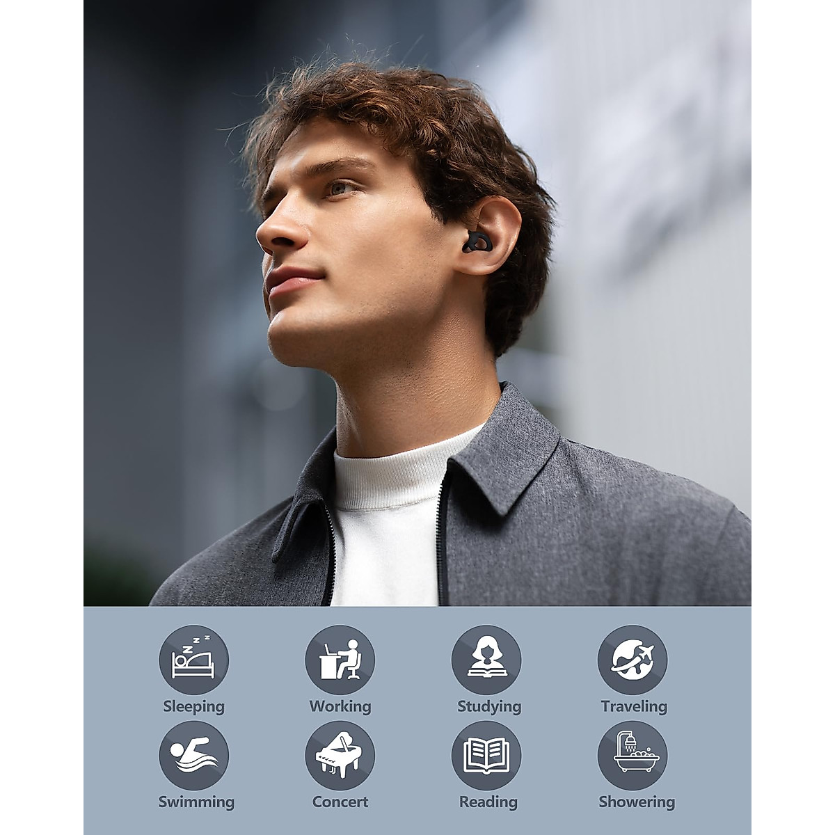 UMEIJA Ear Plugs for Sleeping Noise Cancelling Reusable Earplugs 6 Pieces with Storage Case for Noise Reduction 35dB Soft Hearing Protection Ear Plugs for Concert Work Study Travel