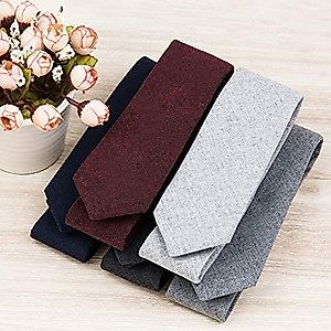 HOULIFE Ties for Men, Solid Mens Tie, Cotton Stripe Skinny Ties for Men, Slim Men’s Neckties for Wedding Party