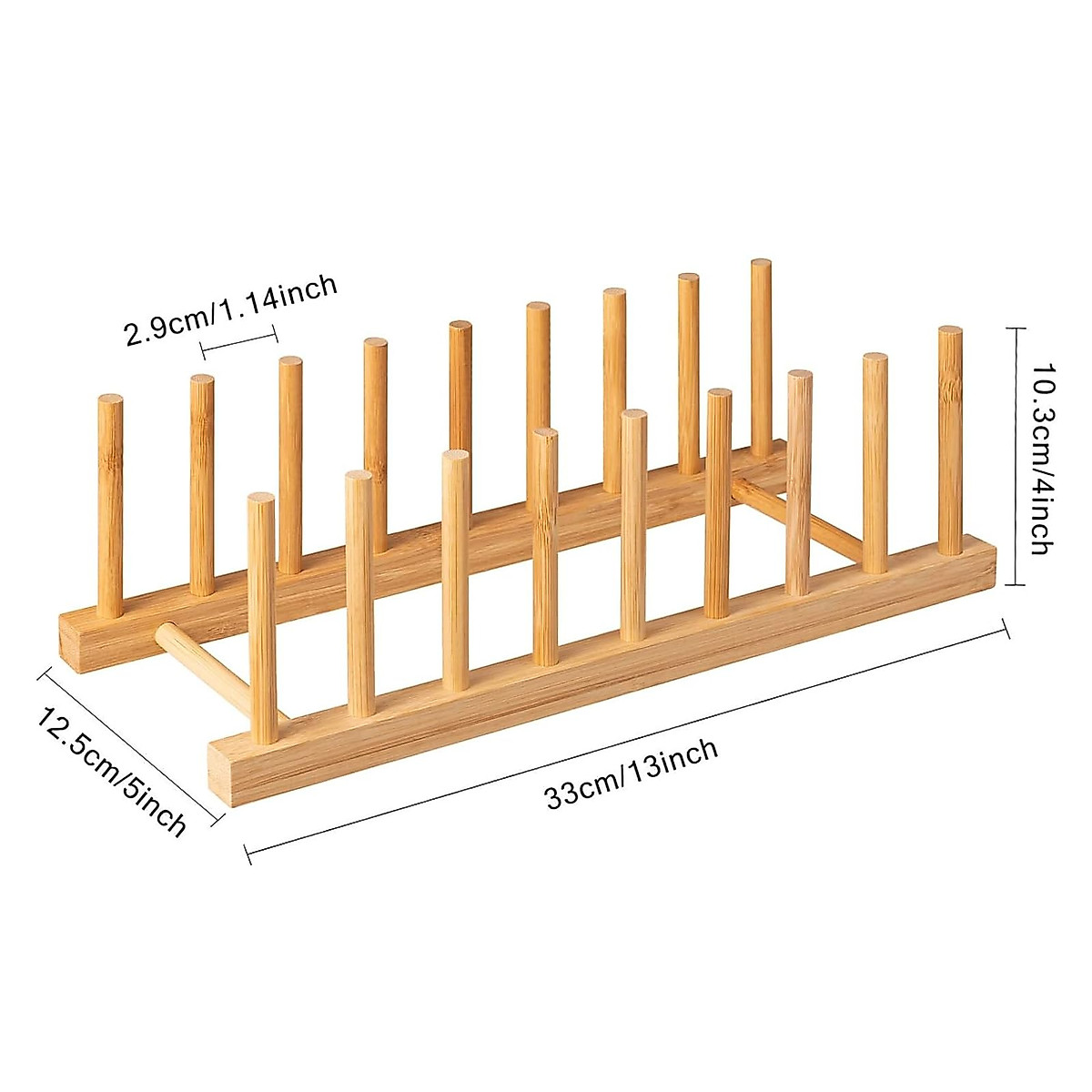 HBlife 2pcs Bamboo Dish Plate Bowl Cup Book Pot Lid Cutting Board Drying Rack Stand Drainer Storage Holder Organizer Kitchen Cabinet（Keep Dry）