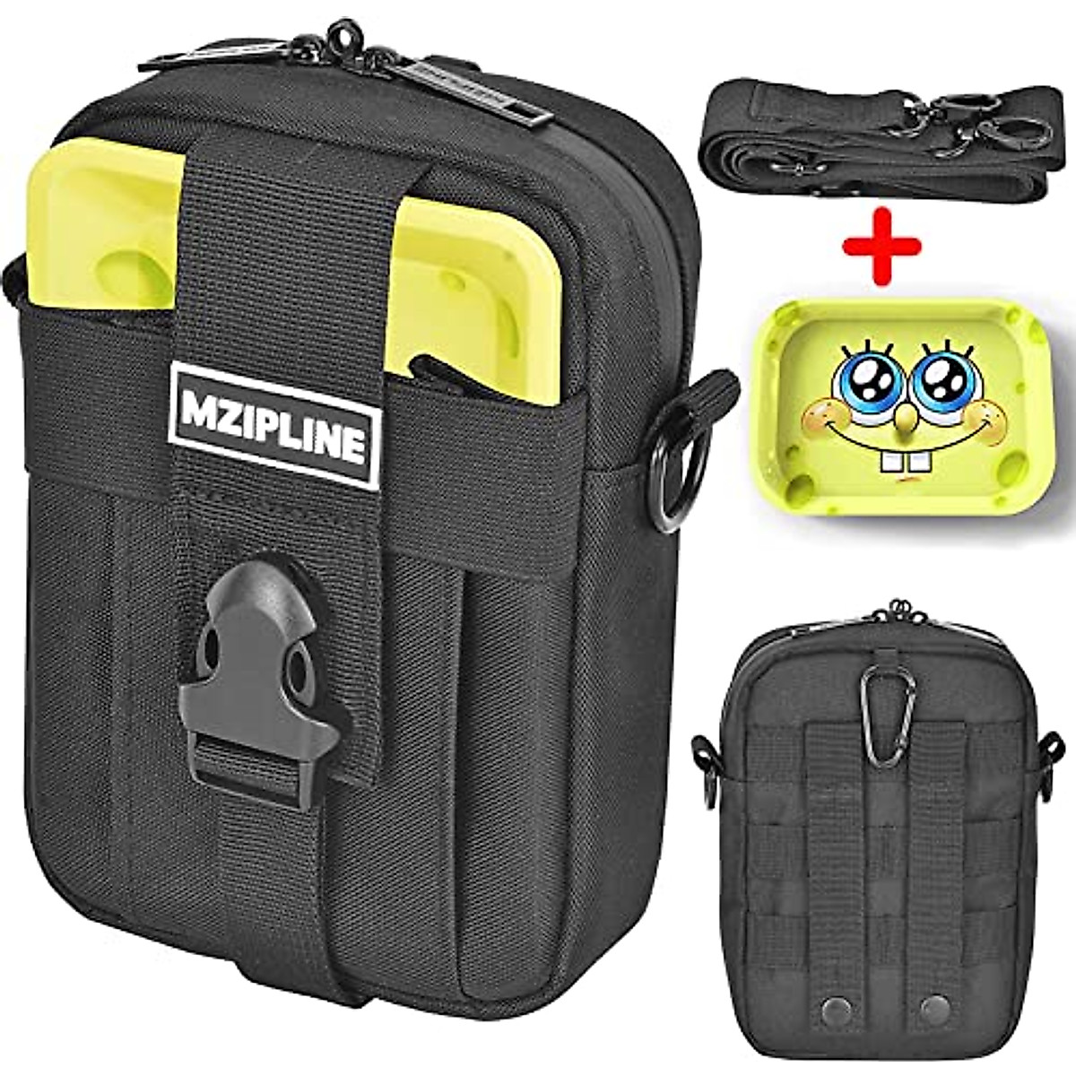 MZIPLINE Tactical Package-Smell Proof-Bag Crossbody Sling Shoulder Bags with Carbon Lining for Man (Black S)
