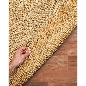 Natural Area Rugs - Round Jute Rug, Elsinore Collection, Hand Braided, Earth Friendly Natural Fiber Rug, Handmade & Reversible, Beige Round Area Rugs 6ft, Elegantly Hand Crafted Large Area Rugs